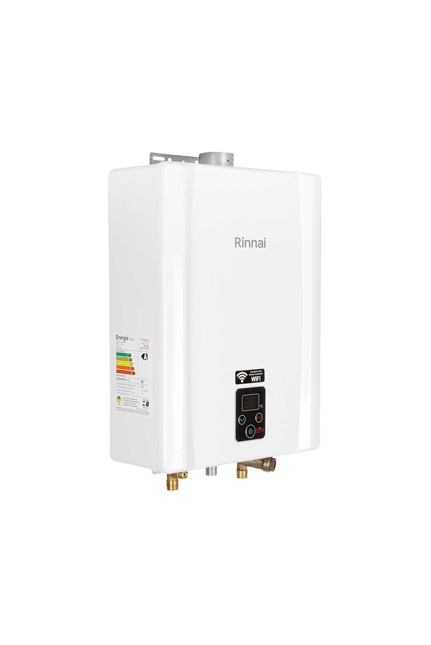 Loja Oficial Rinnai - Comprar Aquecedor a Gás Digital Rinnai E17 instalado GN Br
