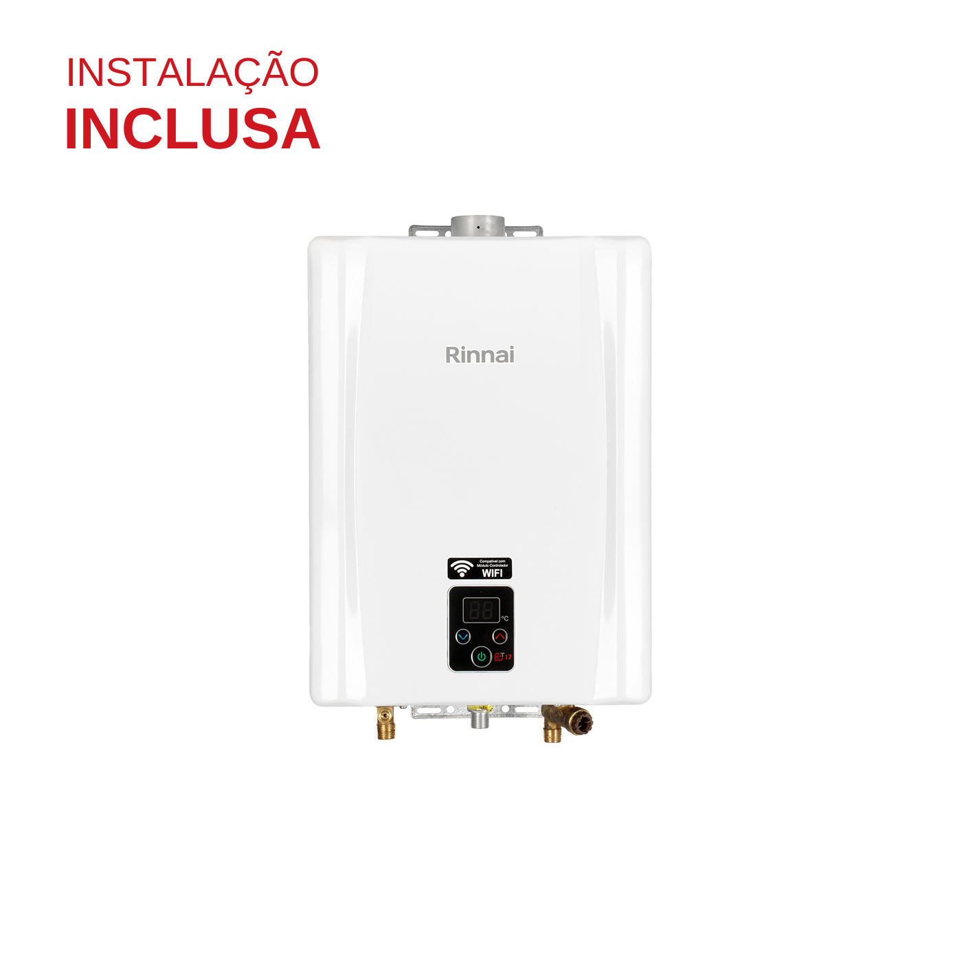Loja Oficial Rinnai - Comprar Aquecedor a Gás Digital Rinnai E17 instalado GN Br