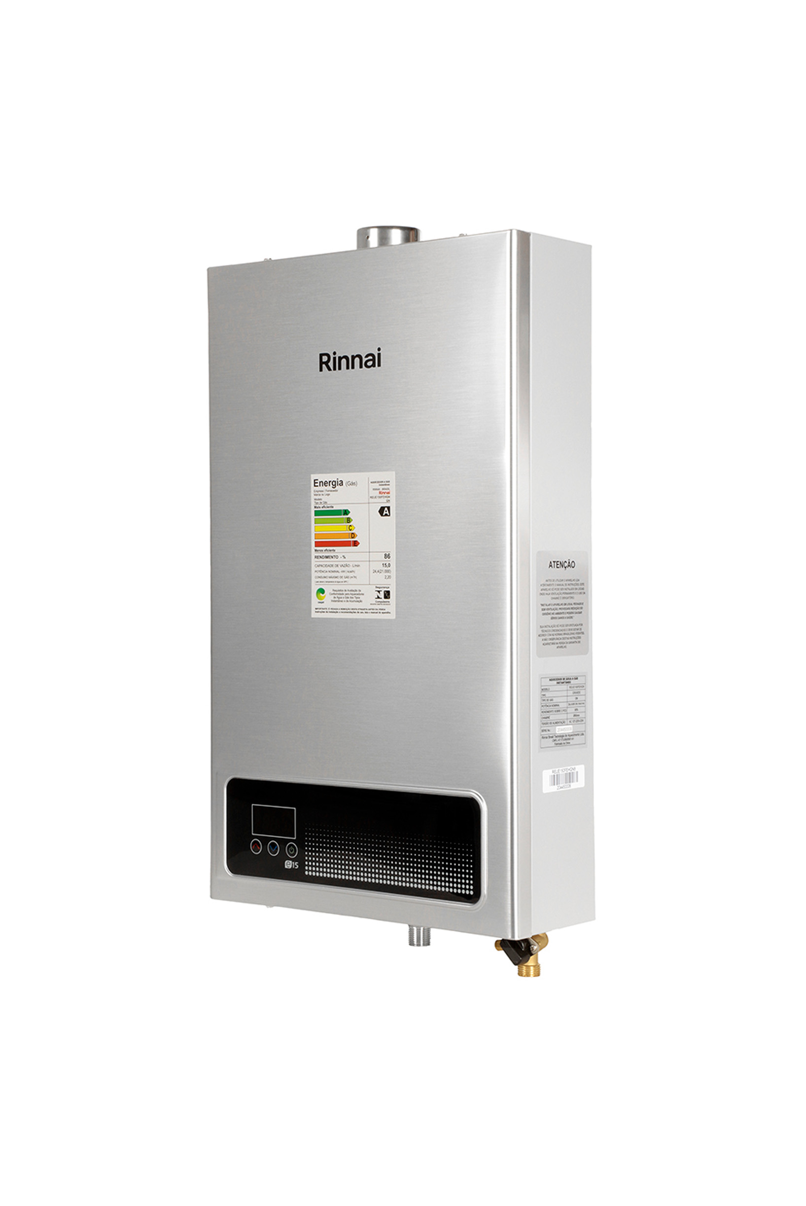 Loja Oficial Rinnai - Comprar Aquecedor a Gás Digital Rinnai E15 15 litros GLP Pra