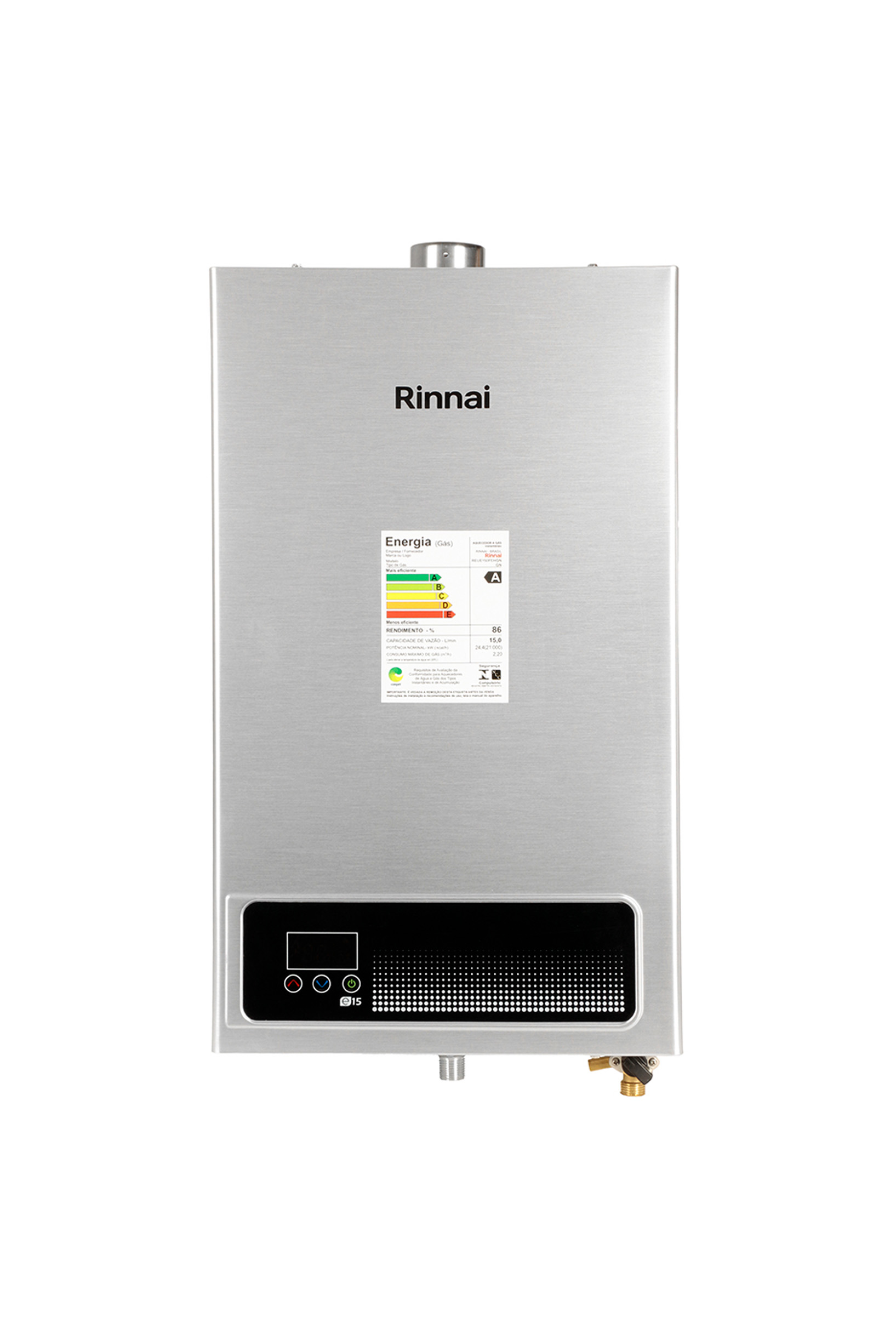 Loja Oficial Rinnai - Comprar Aquecedor a Gás Digital Rinnai E15 15 litros GLP Pra